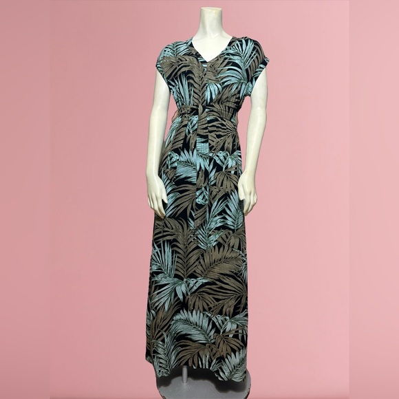 H&M | Dresses | Hm Blue Maxi Sundress With Vneck And Cap Sleeves | Poshmark